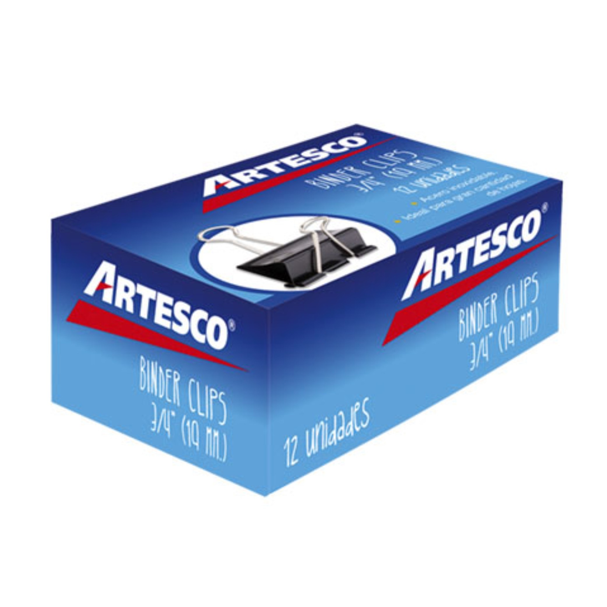 BINDER CLIP METALICO 3/4" (19 MM.) CAJA X 12 UNIDADES ARTESCO